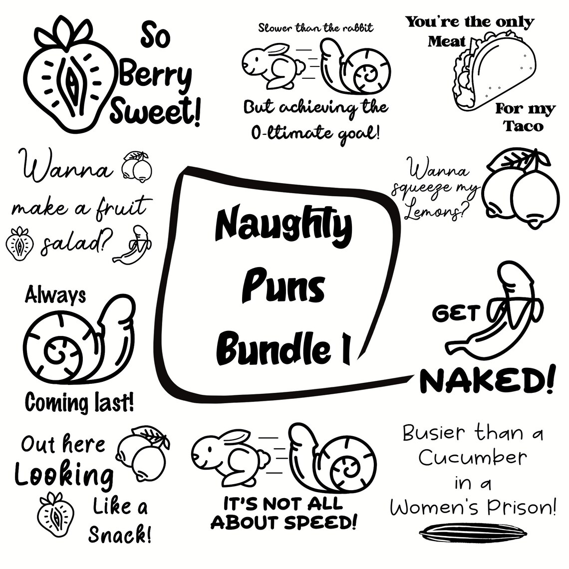 Cheeky Pun SVG Bundle, Adult Humor Designs, Naughty Sayings, Digital ...