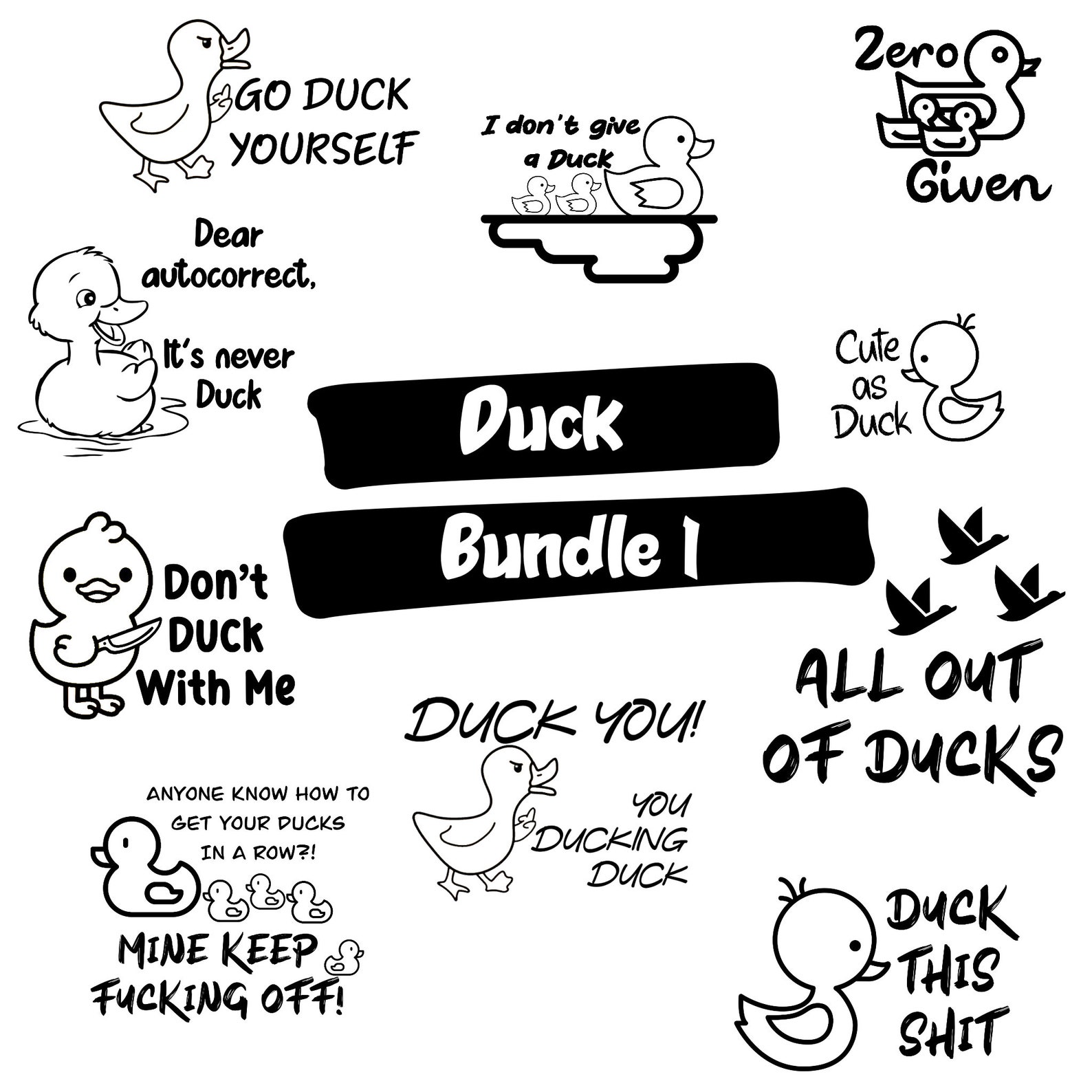 Cute Funny Duck SVG PNG Cricut Craft Bundle. Adult Profanity - Etsy UK