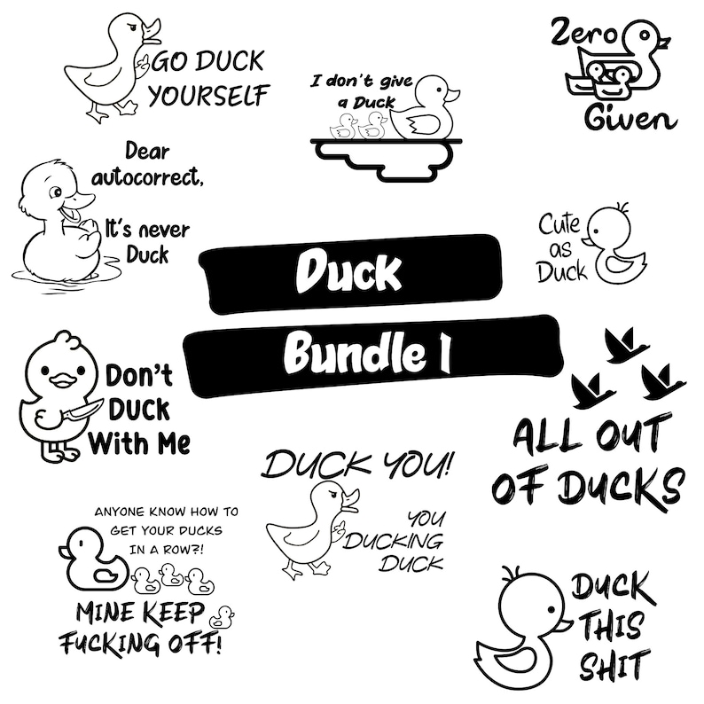 Cute Funny Duck SVG PNG Cricut Craft Bundle. Adult Profanity - Etsy UK