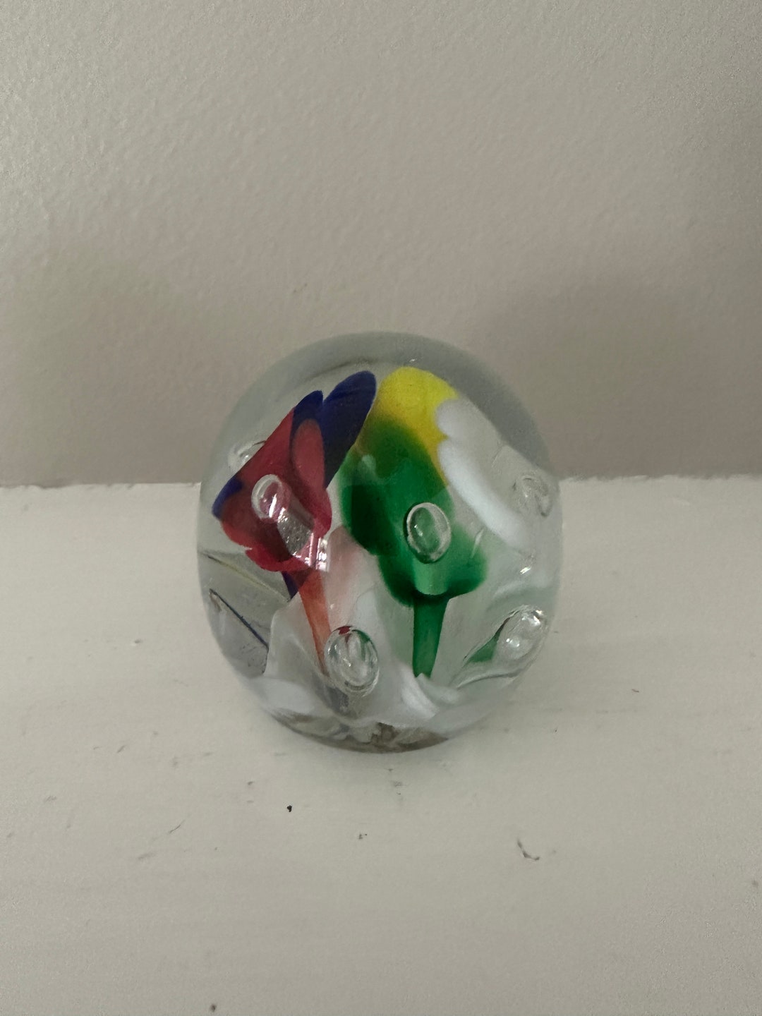 Vintage St. Clair Clear Ball Paperweight W/ Colorful Flowers - Etsy