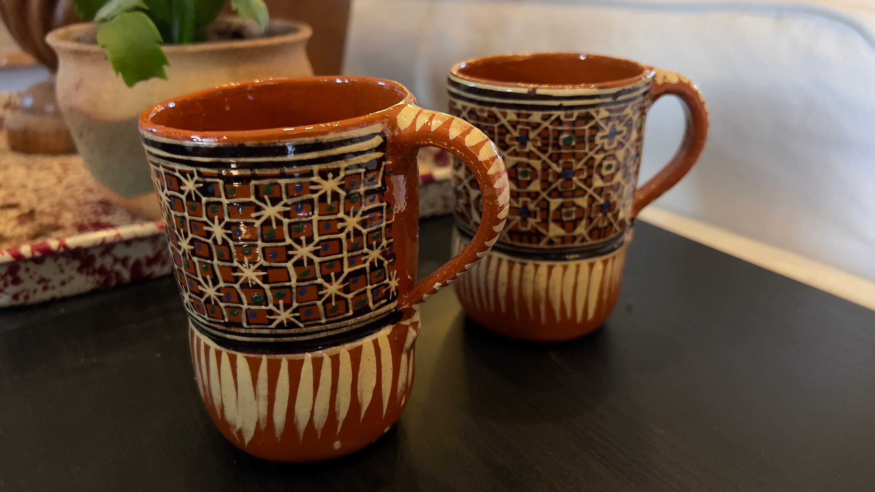 Lucano Pottery Bowl & Two Matching Cups - Hand Painted - Etsy
