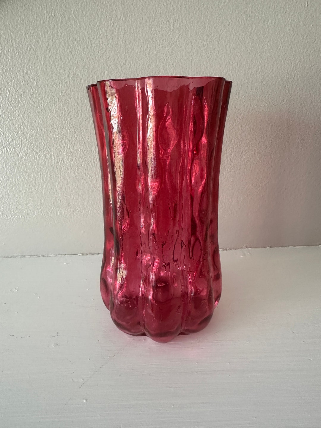 Vintage Ruby Glass Vase - Etsy
