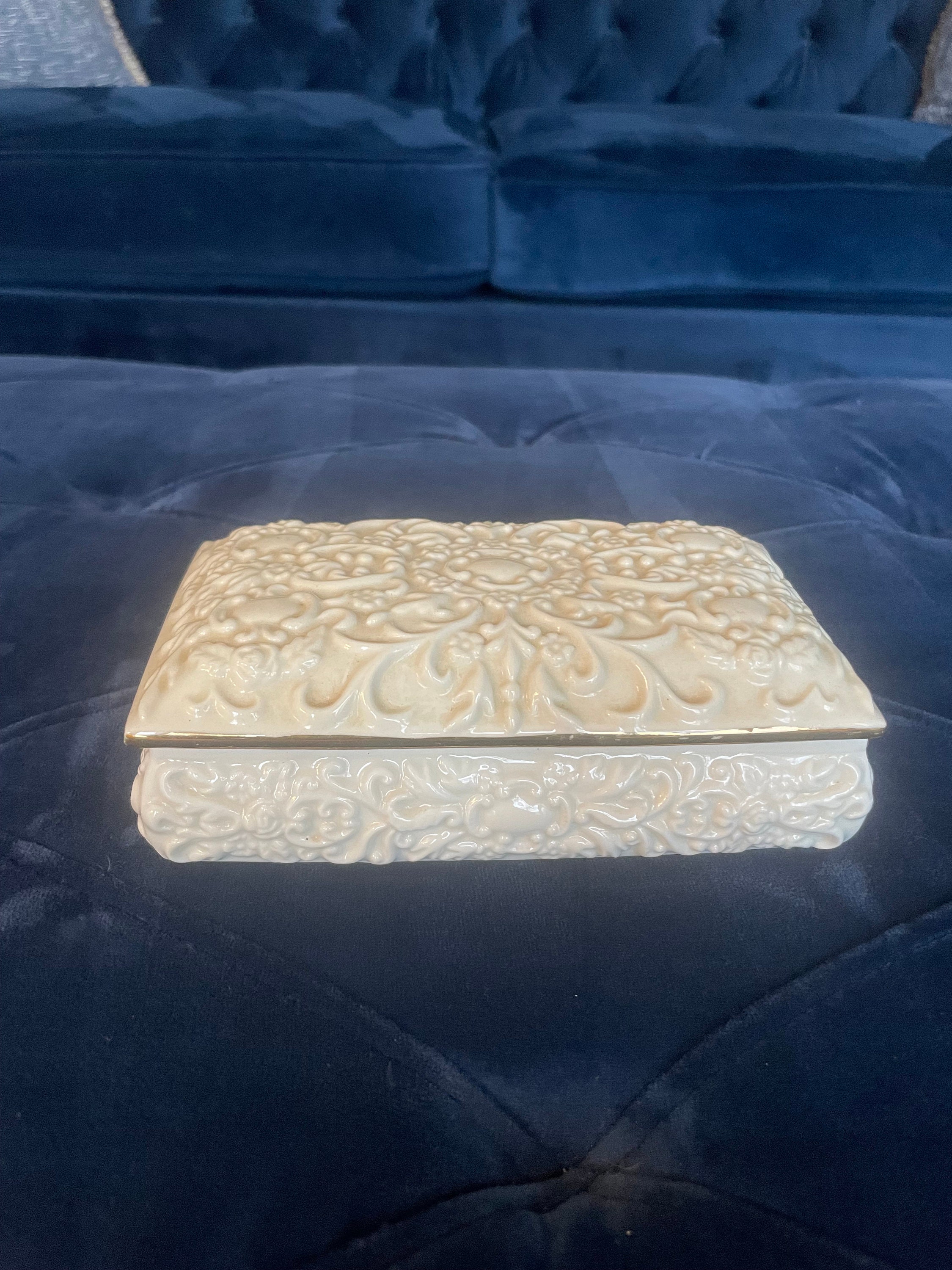 Vintage Centurion Collection Ivory & Gold Ceramic Covered Box - Etsy