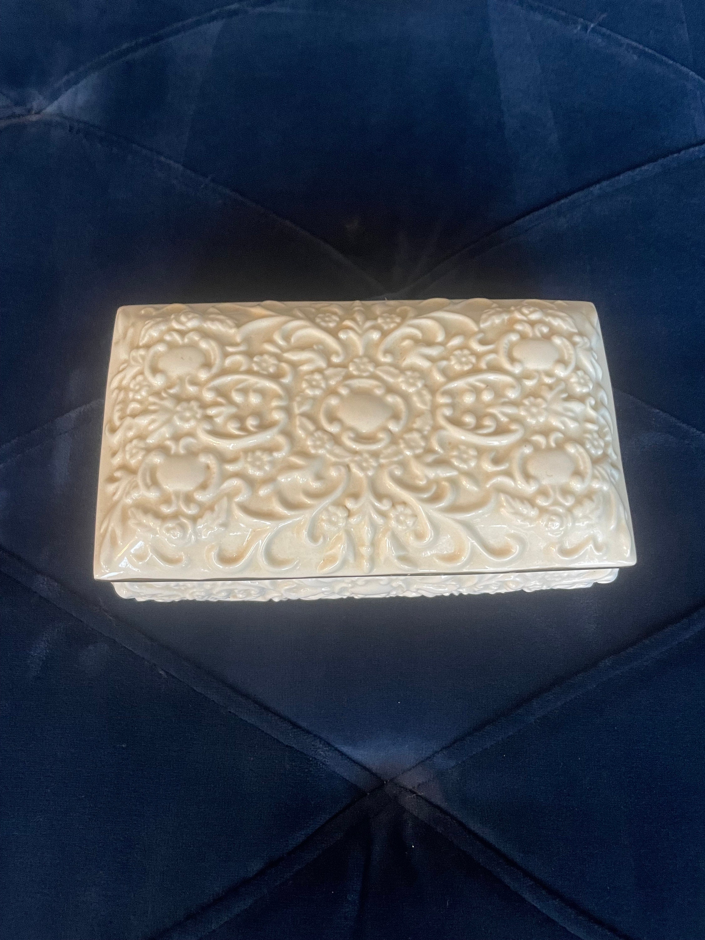 Vintage Centurion Collection Ivory & Gold Ceramic Covered Box - Etsy