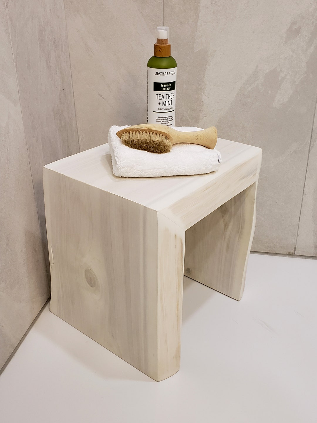 Bathroom Shower Spa Step Stool Bench Live Edge Cedar Wood Gift - Etsy