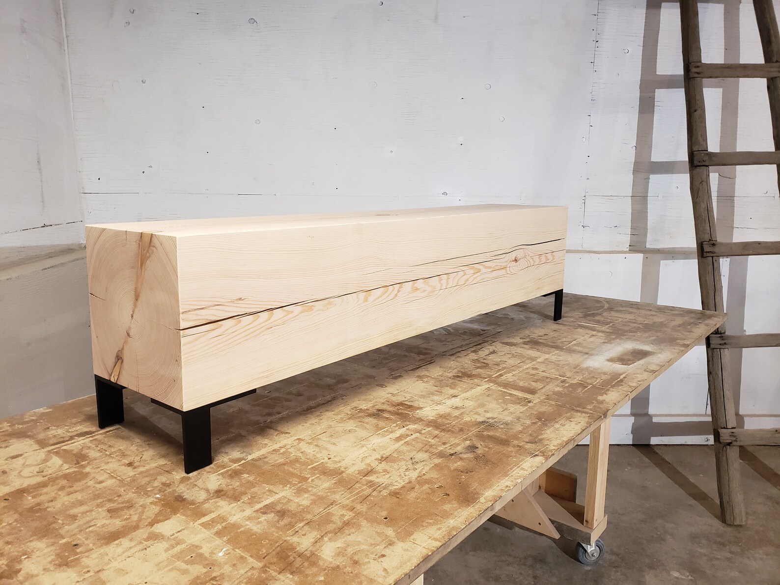 Timber Beam Bench Contemporary - Minimalist - Etsy