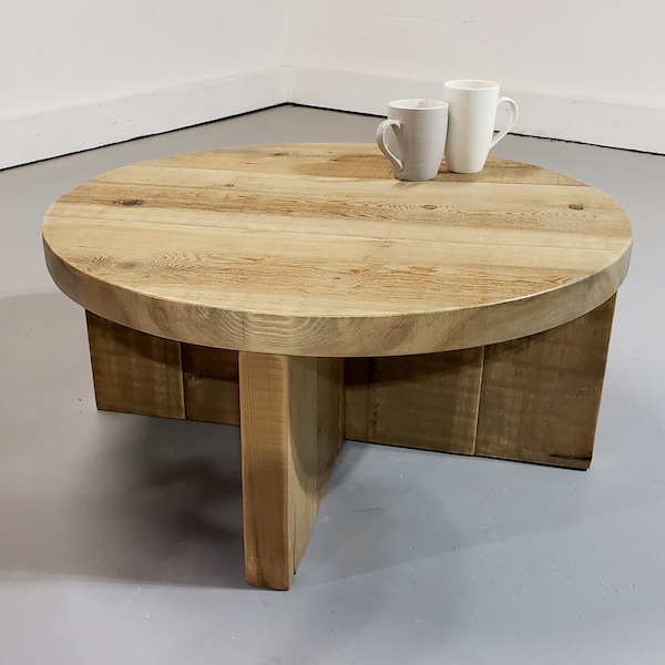 Round Wood Coffee Table - Etsy