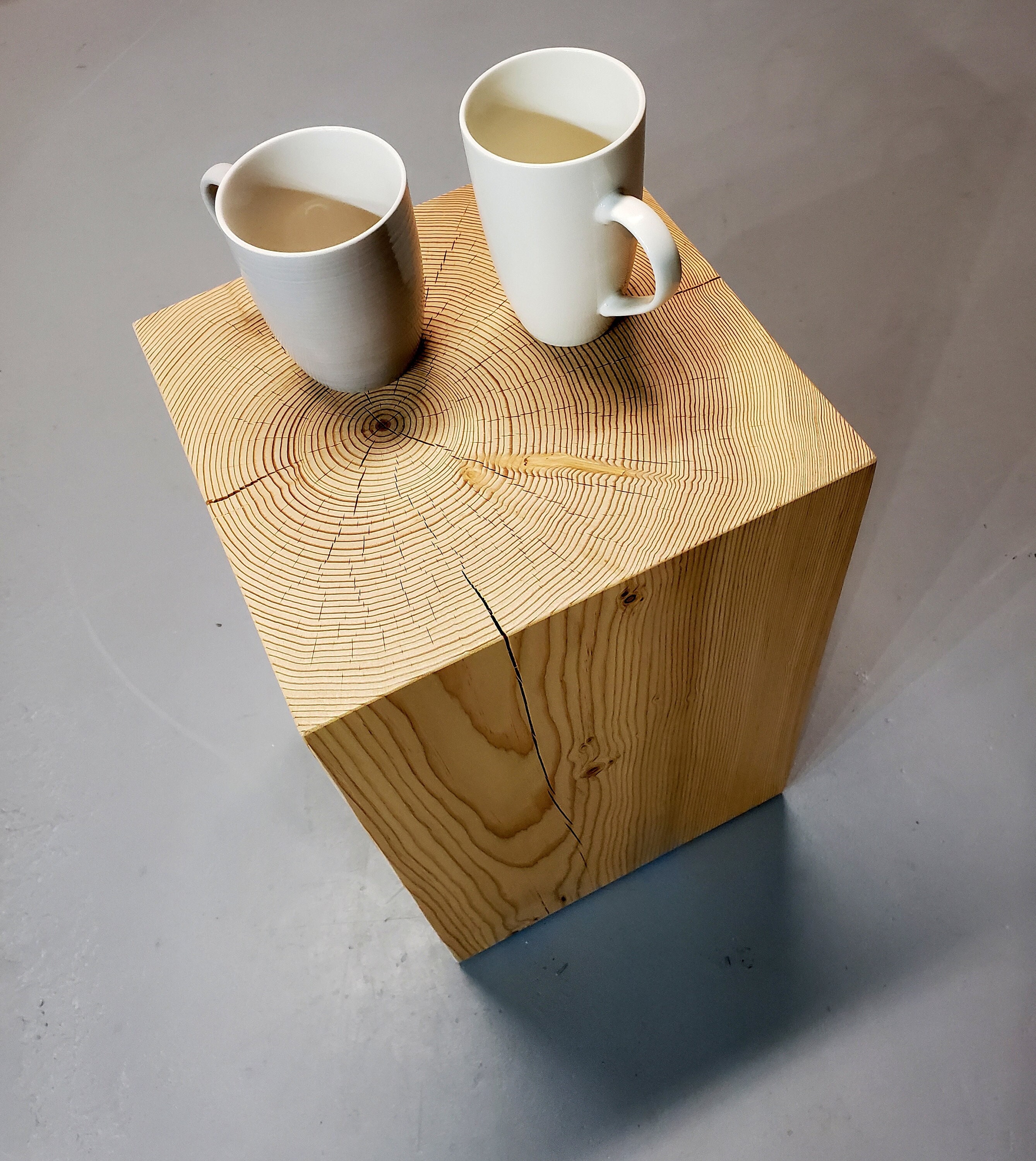 Timber Block Side Table, Stump Stool, Modern Minimalist Cube Side Table ...