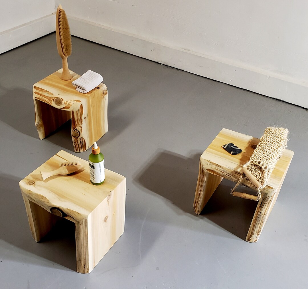 Bathroom Shower Spa Step Stool Bench Handmade Solid Wood Live - Etsy