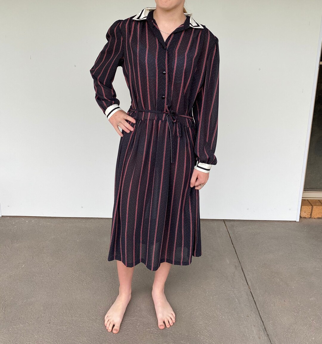 80s Sheer Collared Dress Zora Brand - Etsy