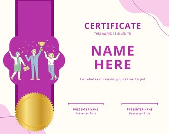 Personalized Printable Certificate Customizable Award for Any Occasion ...