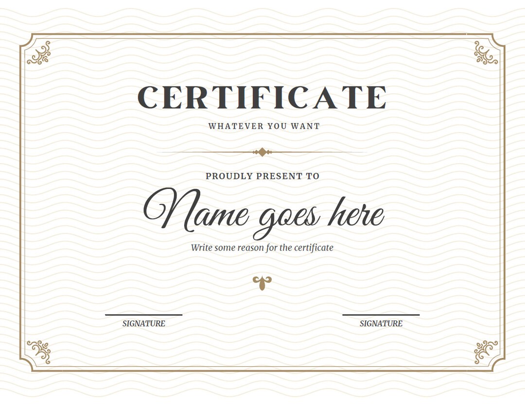 Personalized Printable Certificate - Customizable Award for Any ...
