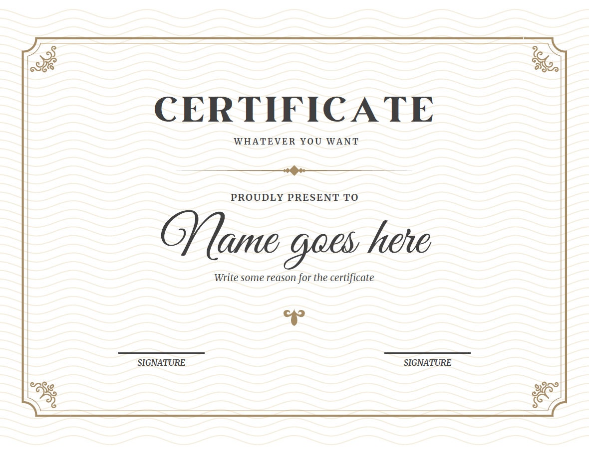 Personalized Printable Certificate - Customizable Award for Any ...