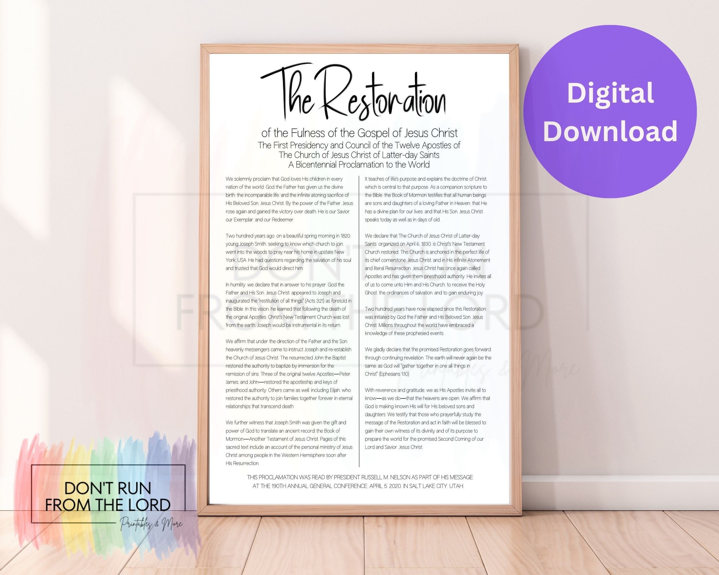 Family Proclamation Printable Bundle, Living Christ Wall Art ...