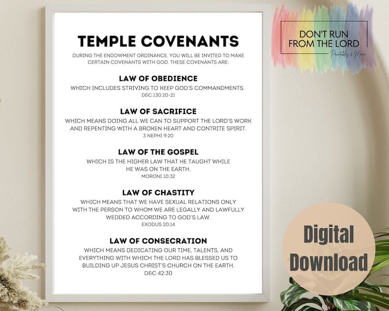 LDS Temple Covenants Printable Art, LDS Digital Download, Church of ...