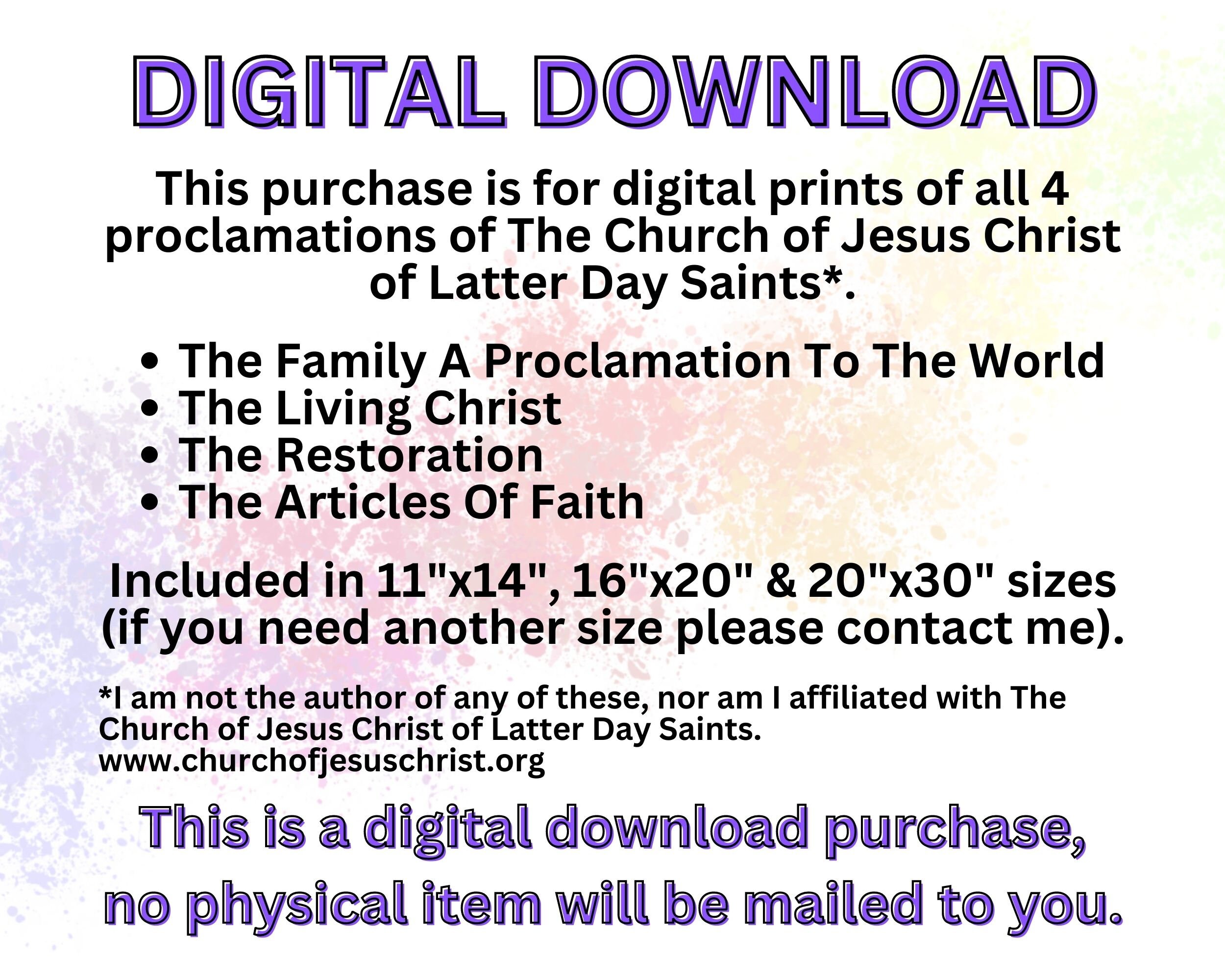 Family Proclamation Printable Bundle, Living Christ Wall Art ...