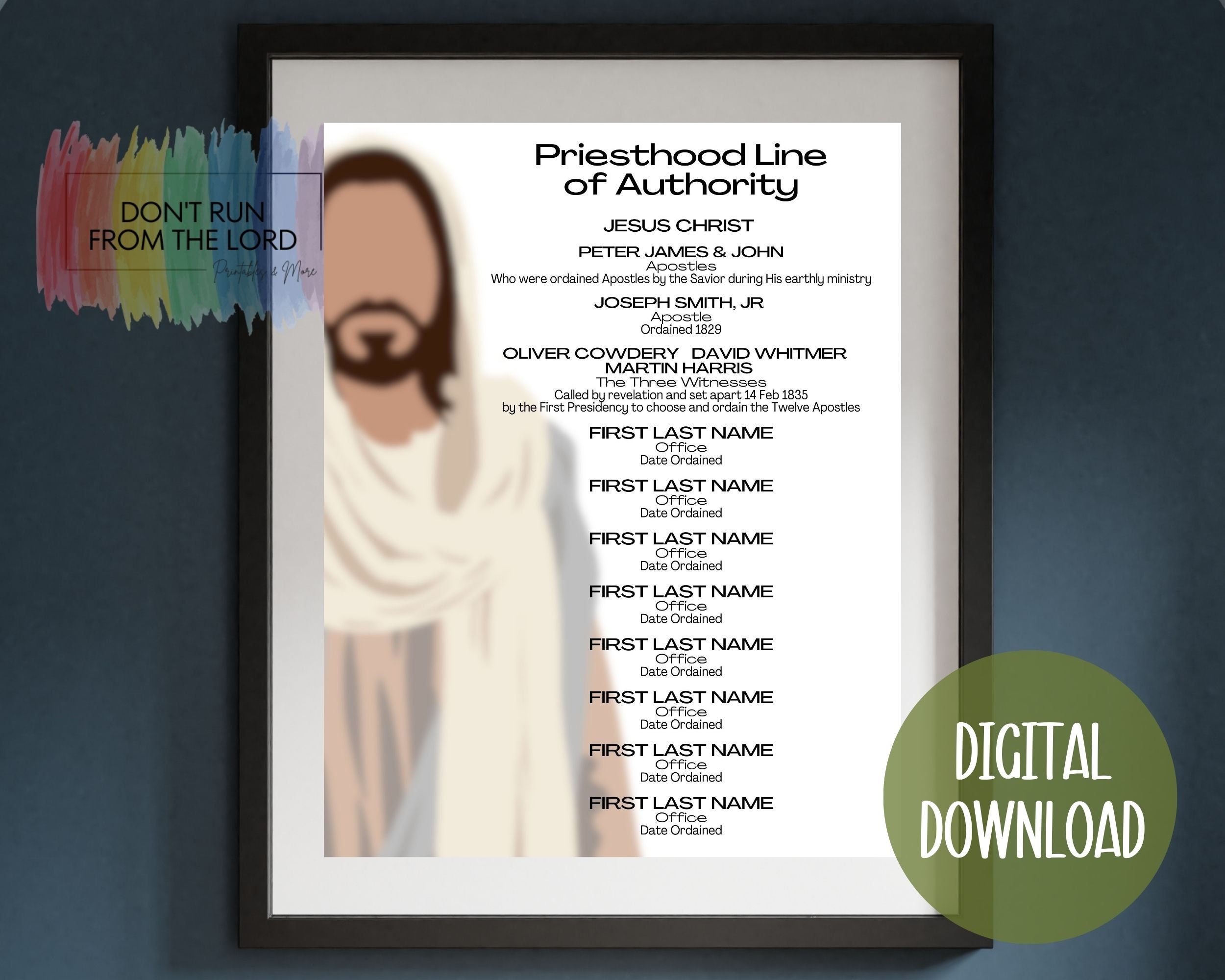 Custom Priesthood Line of Authority Print, LOA, LDS Digital Download ...