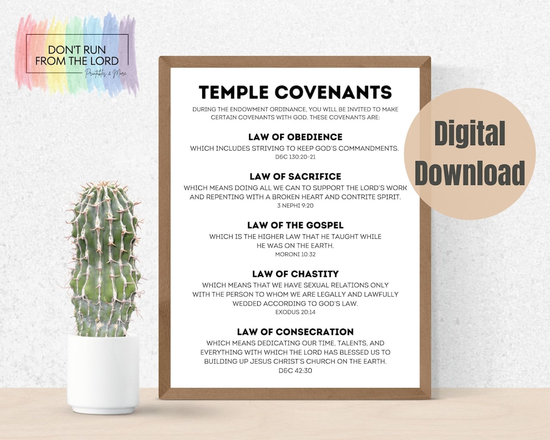 LDS Temple Covenants Printable Art, LDS Digital Download, Church of ...