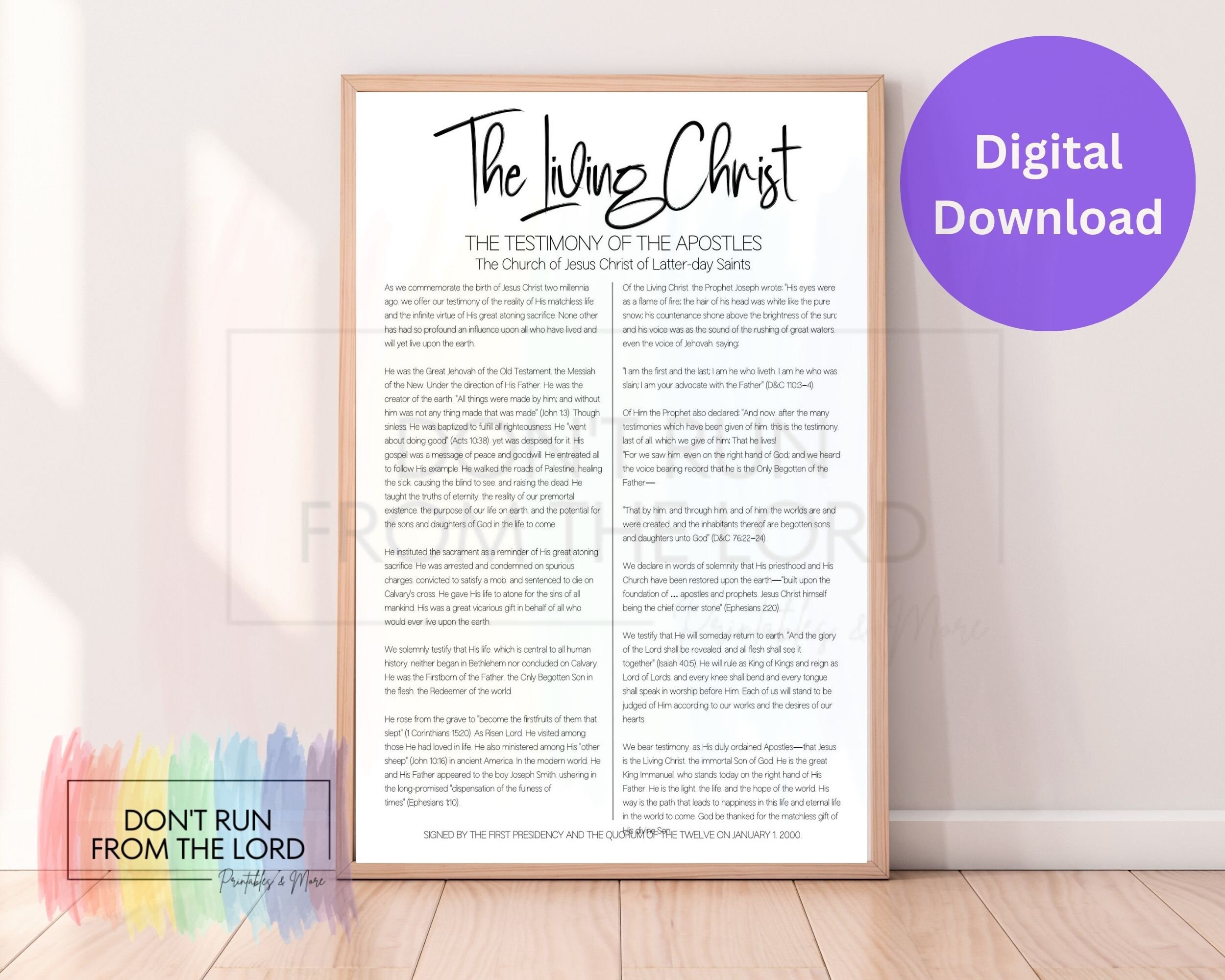 Family Proclamation Printable Bundle, Living Christ Wall Art ...