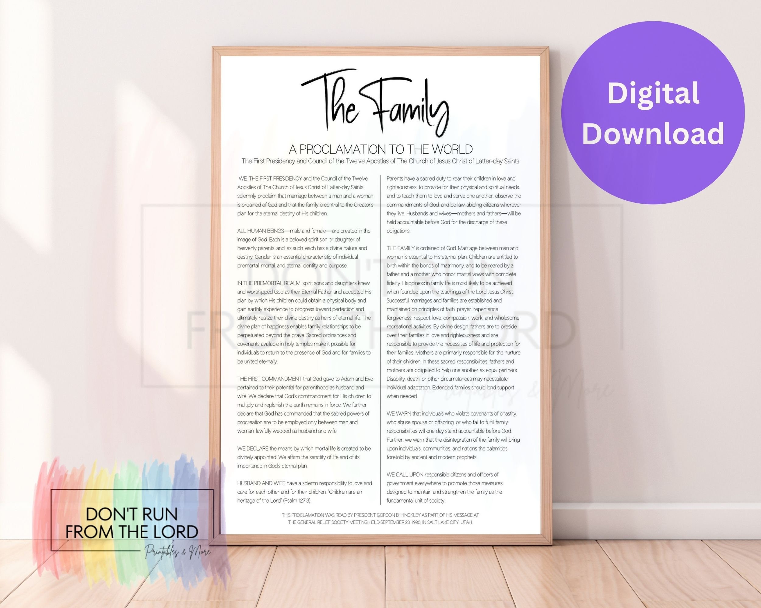 Family Proclamation Printable Bundle, Living Christ Wall Art ...