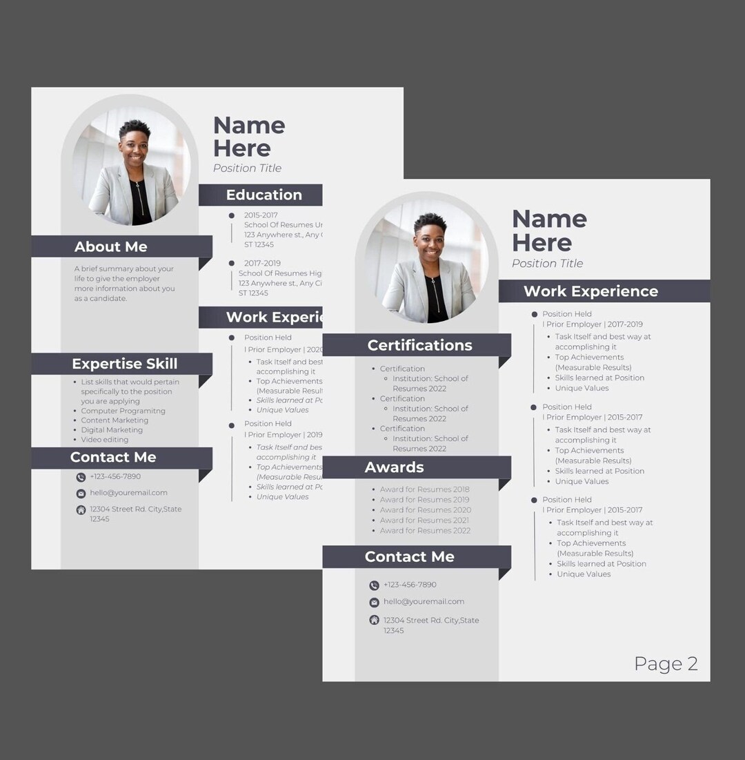 2023 Creative Resume Template 2 Page With Photo, Microsoft Word, Plus ...