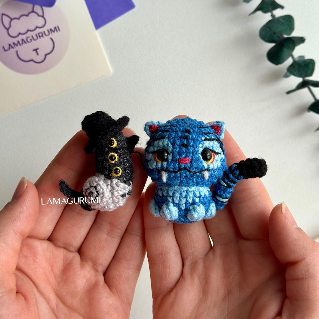 Crochet Pattern for Blue Tiger and Hat-wearing Crow Amigurumi (english ...