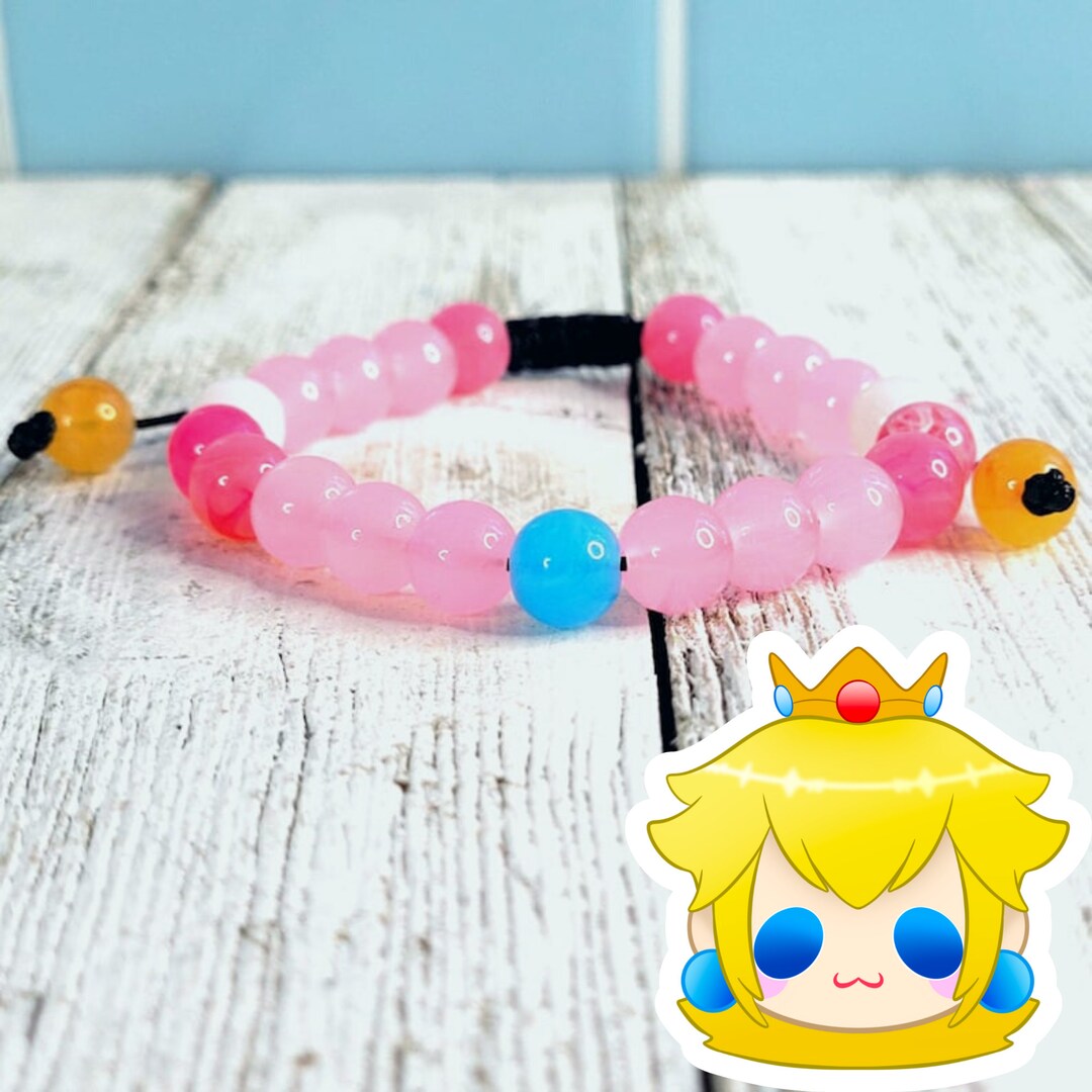 Princess Peach Adjustable Bead Bracelet | Handmade | Kawaii Accessories ...