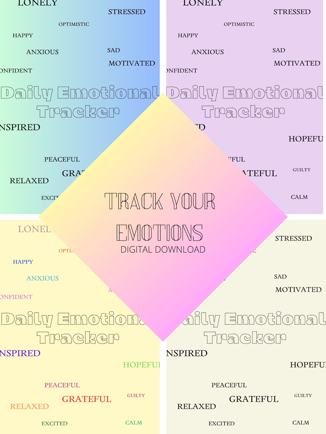 Printable Daily Emotional Tracker-improve Mental Well Being-mood ...