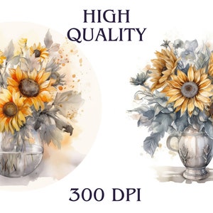 Fall/autumn Floral Sunflower Mason Jar Clipart - Watercolor Fall/autumn ...
