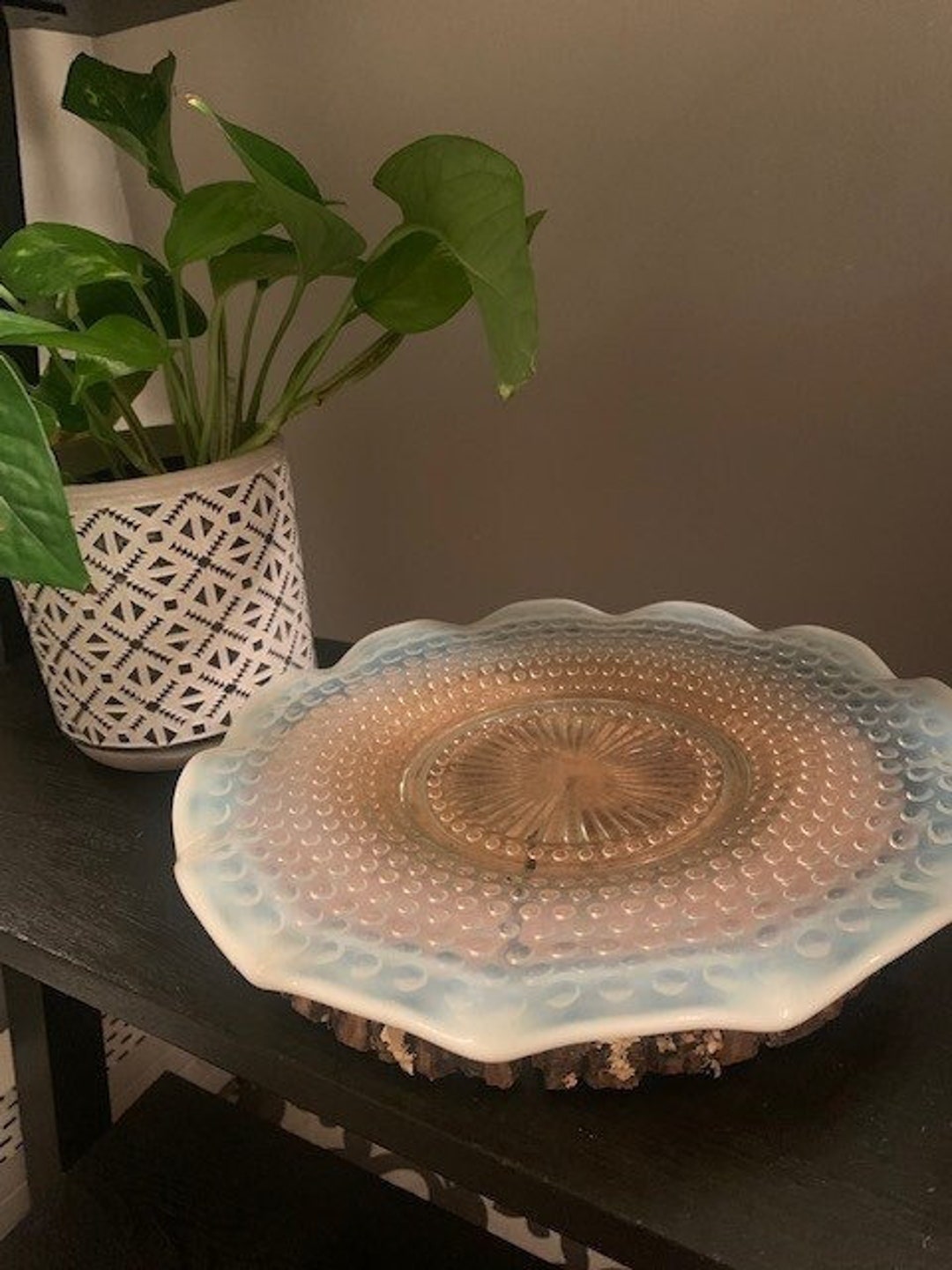 Vintage Moonstone Hobnail Opalescent White Glass Plate - Etsy
