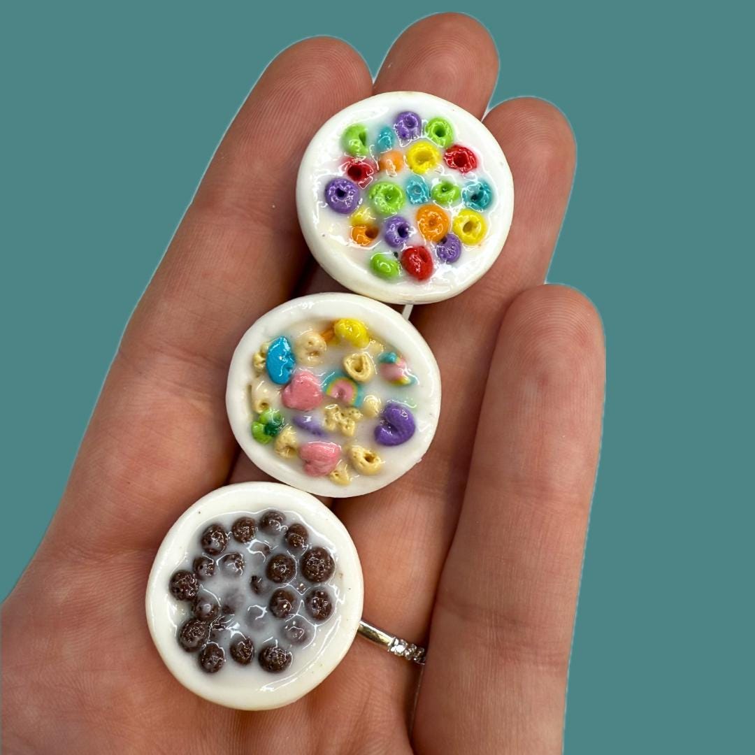 Cereal Bowl Magnet Set | Mini Polymer Clay Food Magnets - Etsy