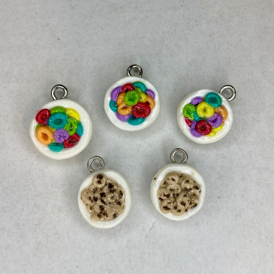 Cereal Bowl Polymer Clay Charms | Fruitloops, Cookie Crisp Cereal Bowls ...