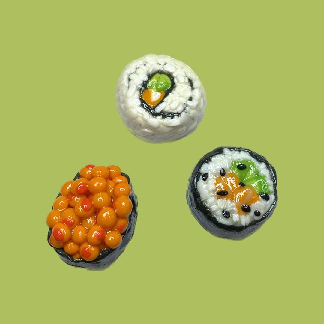Sushi Roll Magnet Set | Mini Polymer Clay Food Magnets - Etsy