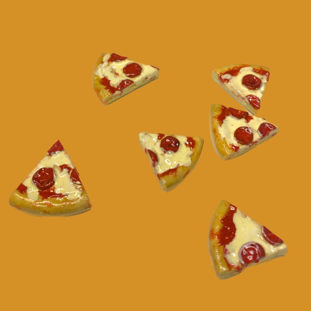 Pepperoni Pizza Magnet Set of 6 Handmade Mini Polymer Clay Food Magnets ...