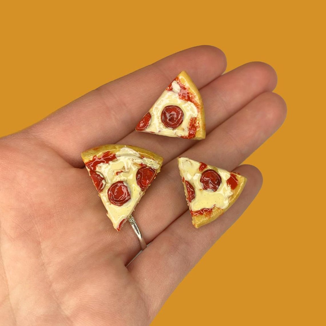 Pepperoni Pizza Magnet Set of 6 Handmade Mini Polymer Clay Food Magnets ...