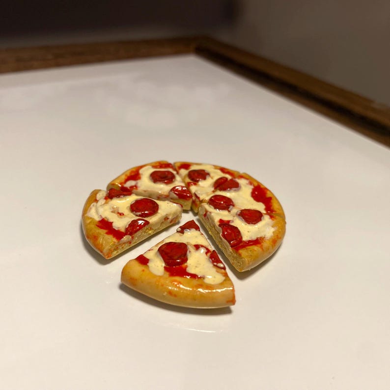 Pepperoni Pizza Magnet Set of 6 Handmade Mini Polymer Clay Food Magnets ...