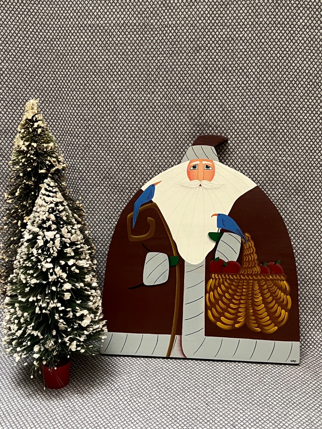 Hand Painted Folk Art Santa, Folk Art Santa, Wooden Santa, Wooden ...