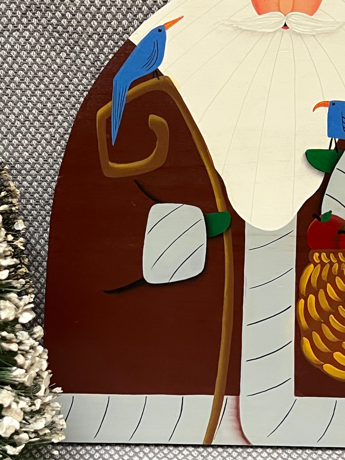 Hand Painted Folk Art Santa, Folk Art Santa, Wooden Santa, Wooden ...