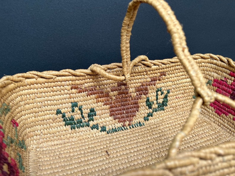 RARE Early 1900s Raffia Basket School Basket, Native Inspired Basket ...