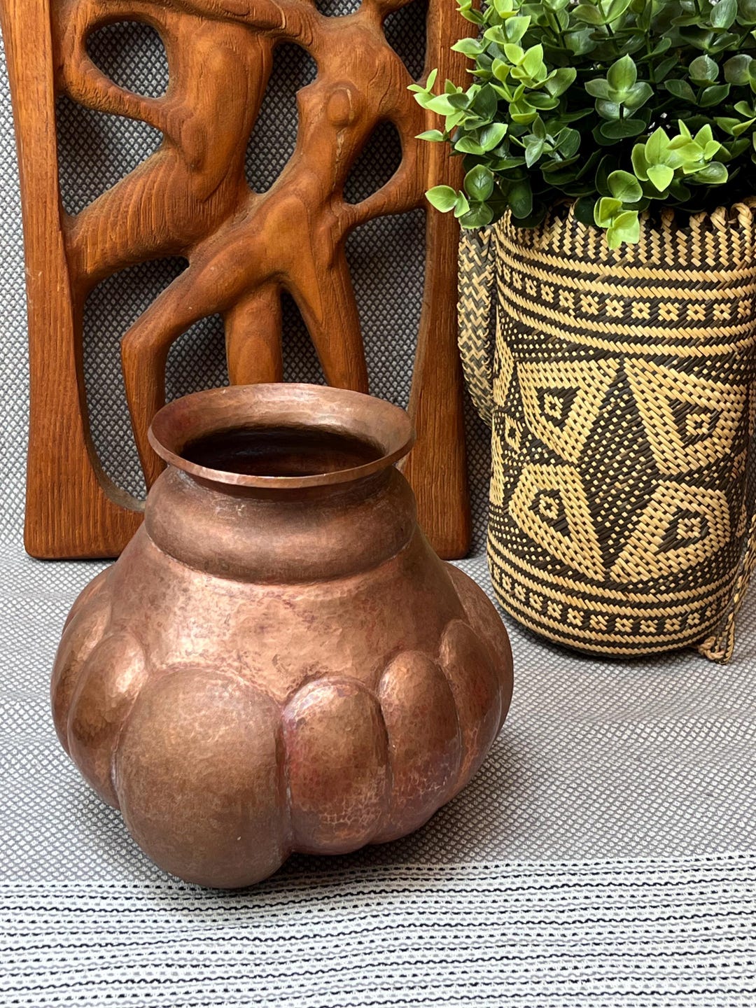 Santa Clara Del Cobre Hammered Copper Vessel, Hand Wrought Copper Vase ...