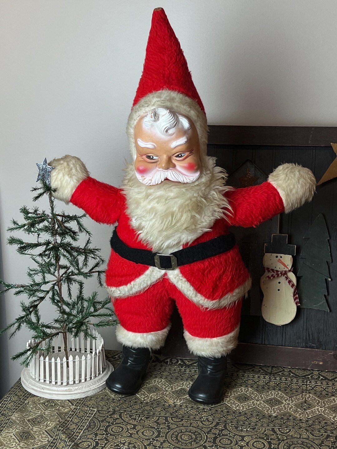Vintage Large 27" Rubber Face Plush Santa, Made in Japan, Vintage Plush ...