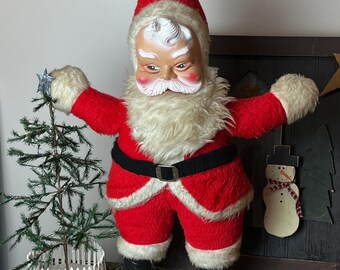 RARE Vintage Rushton Rubber Face Santa, Made in Japan, Golden Plush ...