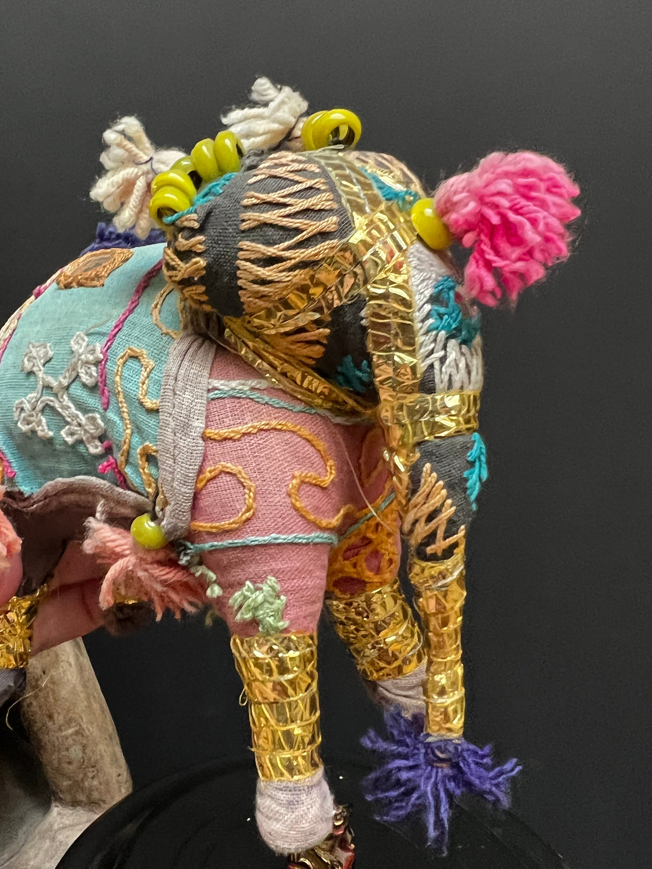 Folkart Indian Fabric Elephant Decorated With Mirrors, Tassels ...