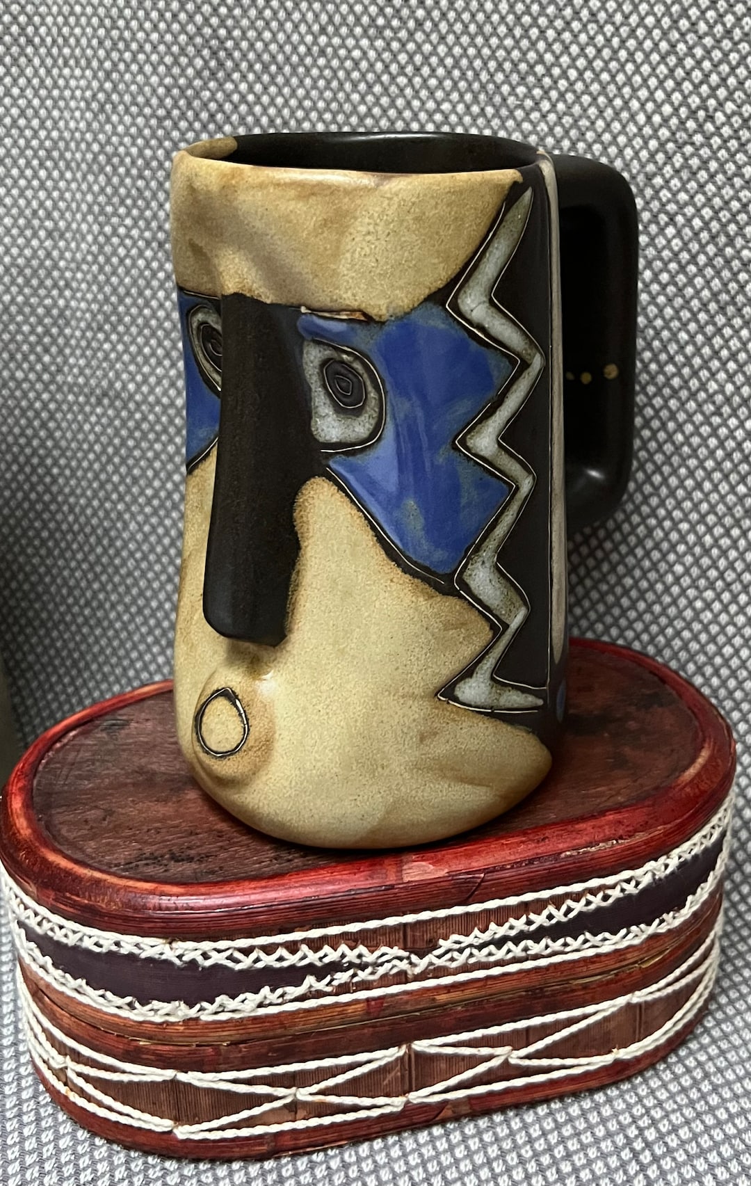 Vintage Stoneware Tiki Mug by Mara of Mexico, Tribal Mug, Stoneware Mug ...