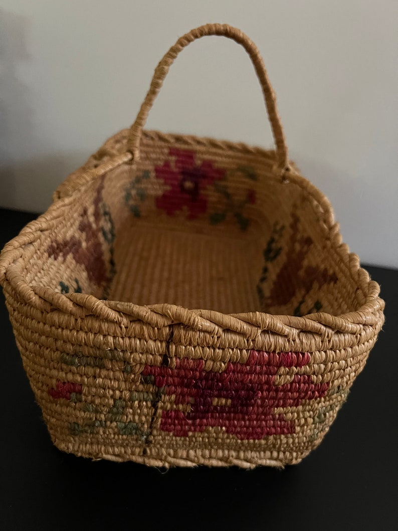 RARE Early 1900s Raffia Basket School Basket, Native Inspired Basket ...