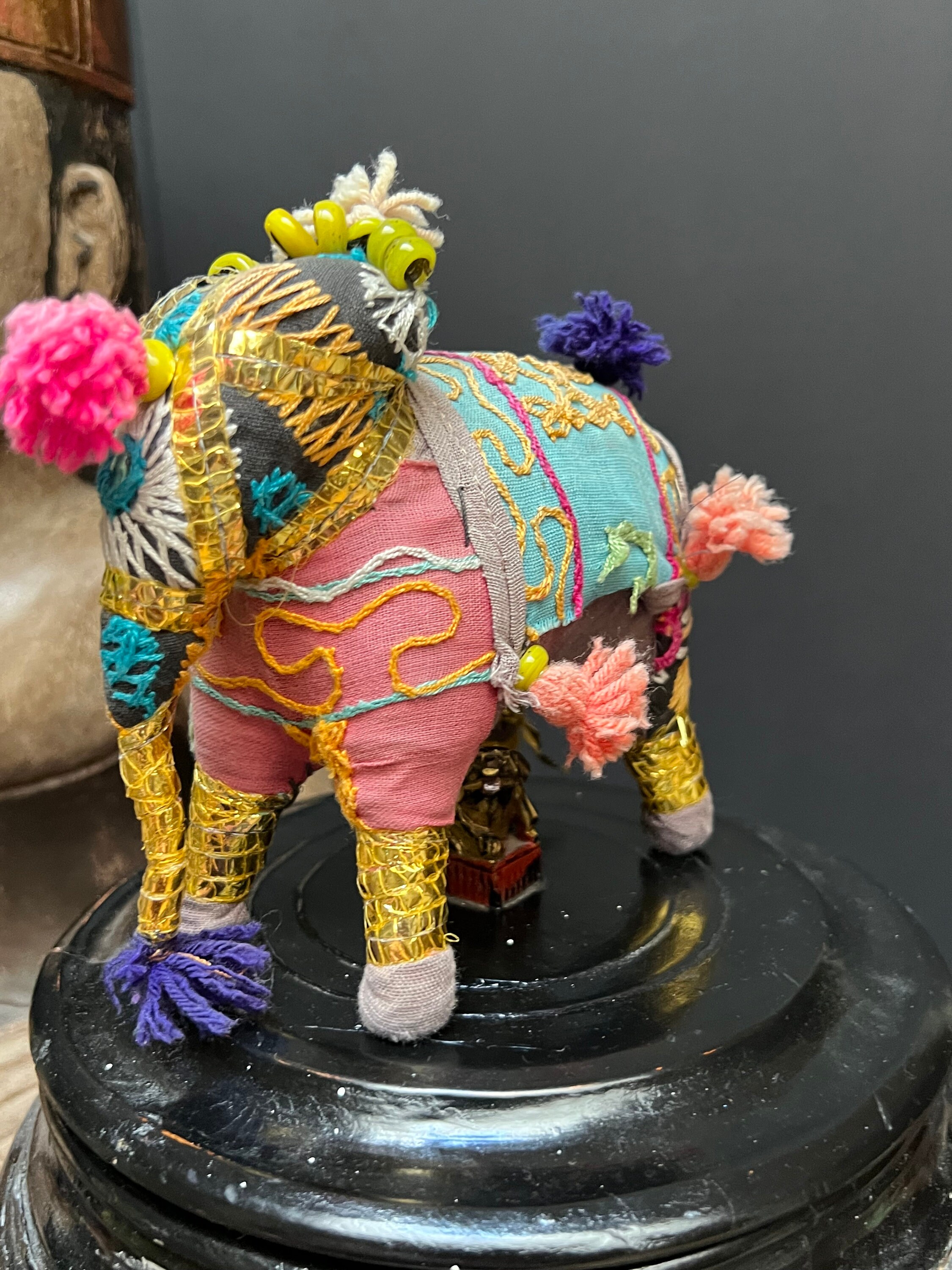 Folkart Indian Fabric Elephant Decorated With Mirrors, Tassels ...