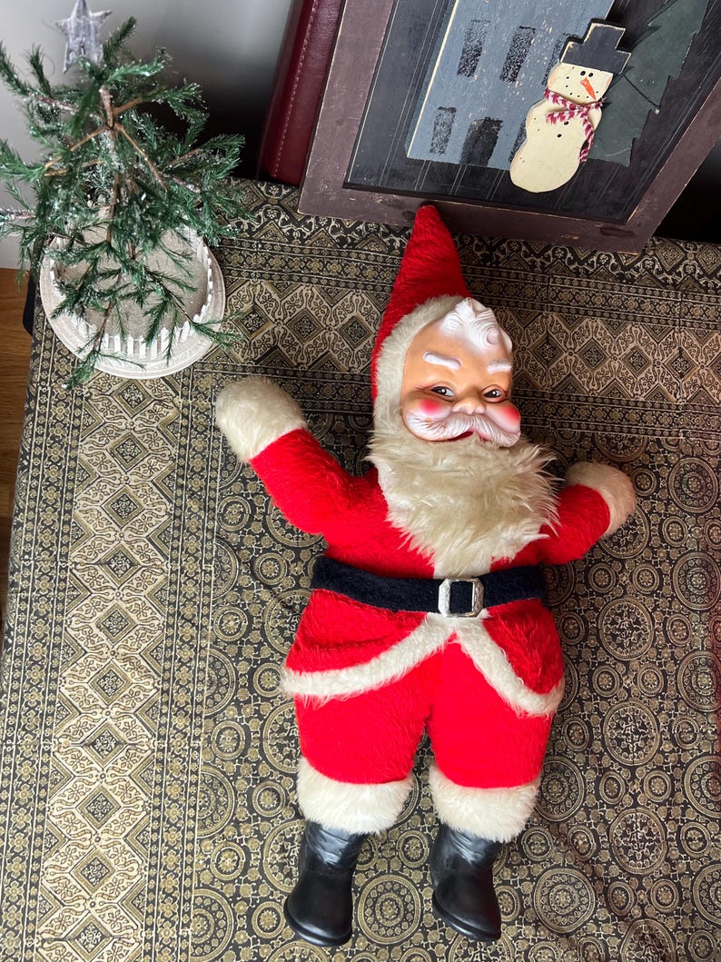 Vintage Large 27" Rubber Face Plush Santa, Made in Japan, Vintage Plush ...