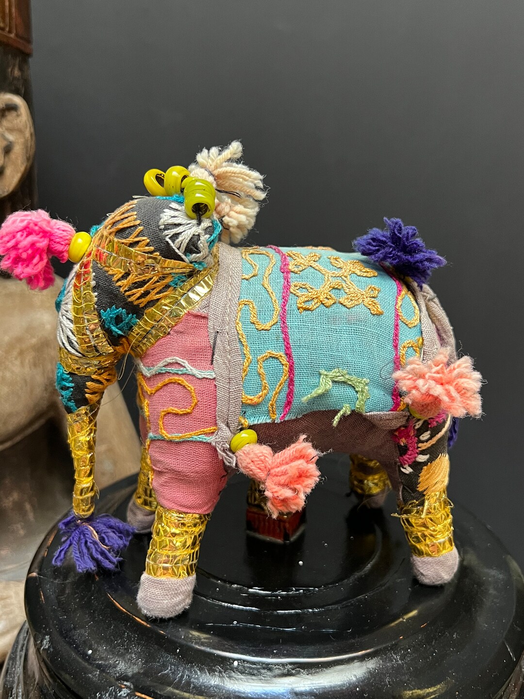 Folkart Indian Fabric Elephant Decorated With Mirrors, Tassels ...