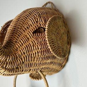 Vintage Wicker Elephant Towel Rack, Elephant Wall Decor, Wicker ...