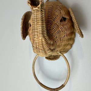 Vintage Wicker Elephant Towel Rack, Elephant Wall Decor, Wicker ...